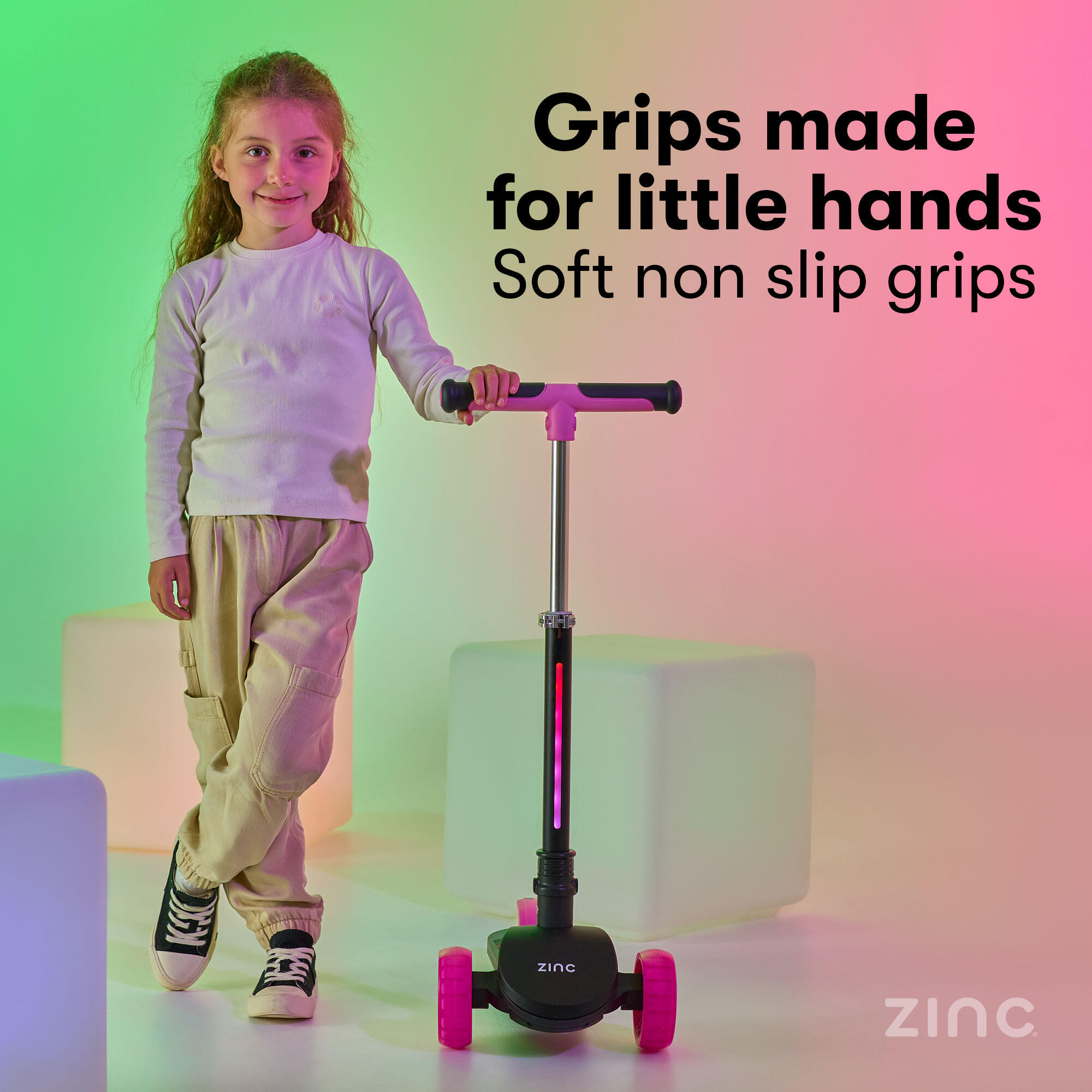 Zinc Kids 3 Wheel T-motion Shine Scooter - Pink | Decathlon