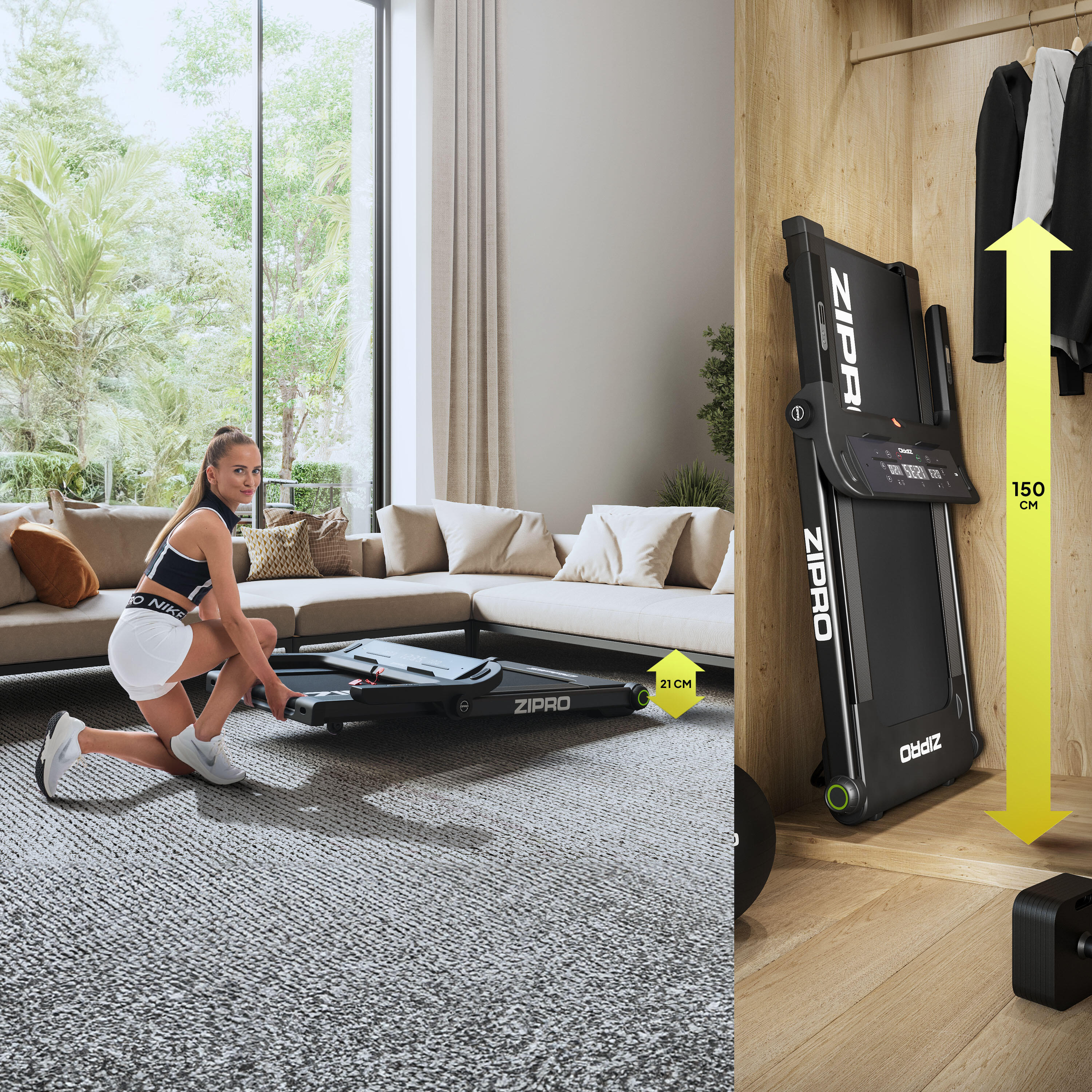 Loopband Zipro Pacto 125 x 45 cm, 16 km/u FitShow Kinomap connected ...