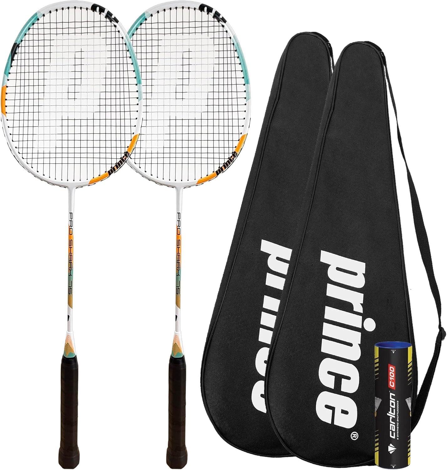Prince Pro Shark Graphite Badminton Racket Twin Set, with Shuttles and ...