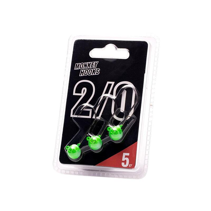 Tête plombée Monkey Hook - Size 2/0 - Green - White 5g MONKEY LURES ...