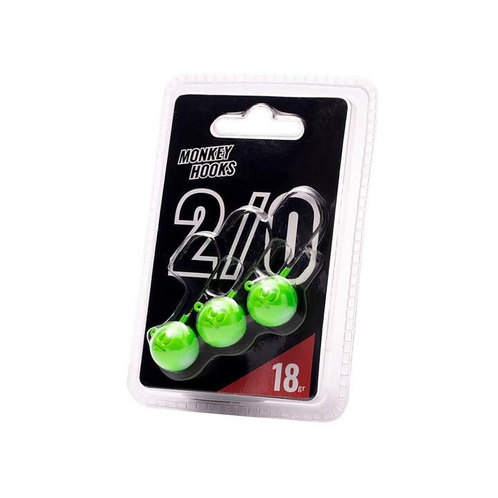 Tête plombée Monkey Hook - Size 2/0 - Green - White 18g MONKEY LURES ...