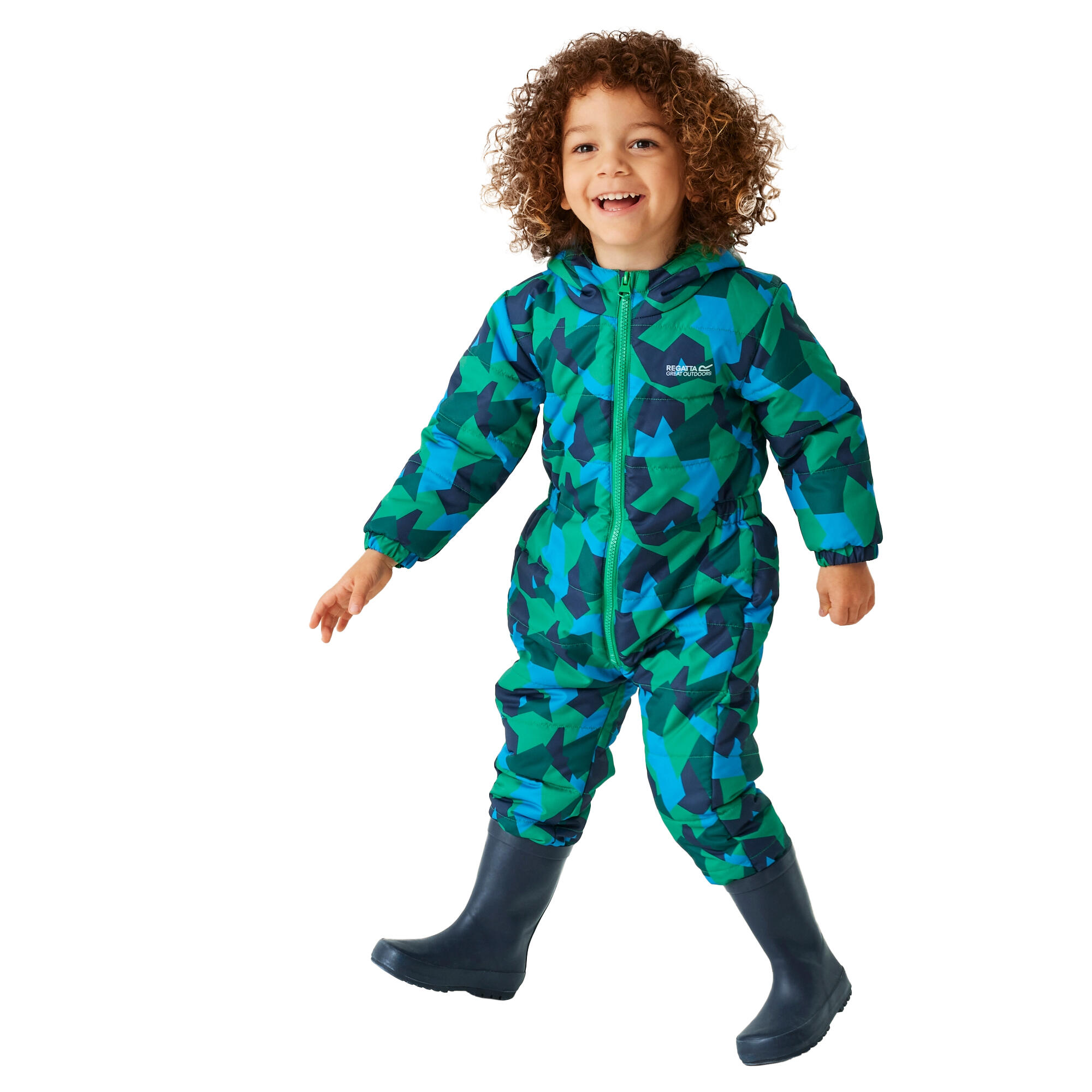Childrens/Kids Penrose Geo Camo Puddle Suit (Hydro Blue) REGATTA | Decathlon