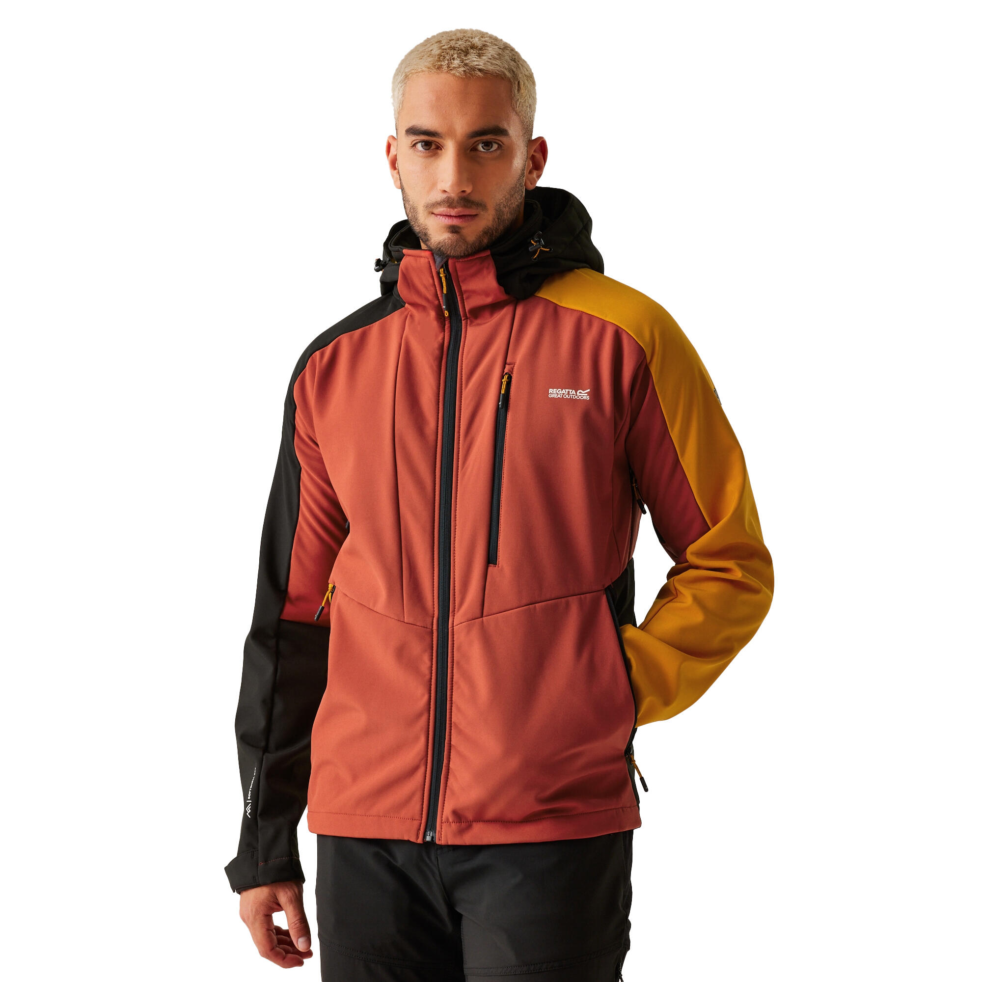Mens Hewitts X Colour Block Soft Shell Jacket (Red Ochre/Black) | Decathlon
