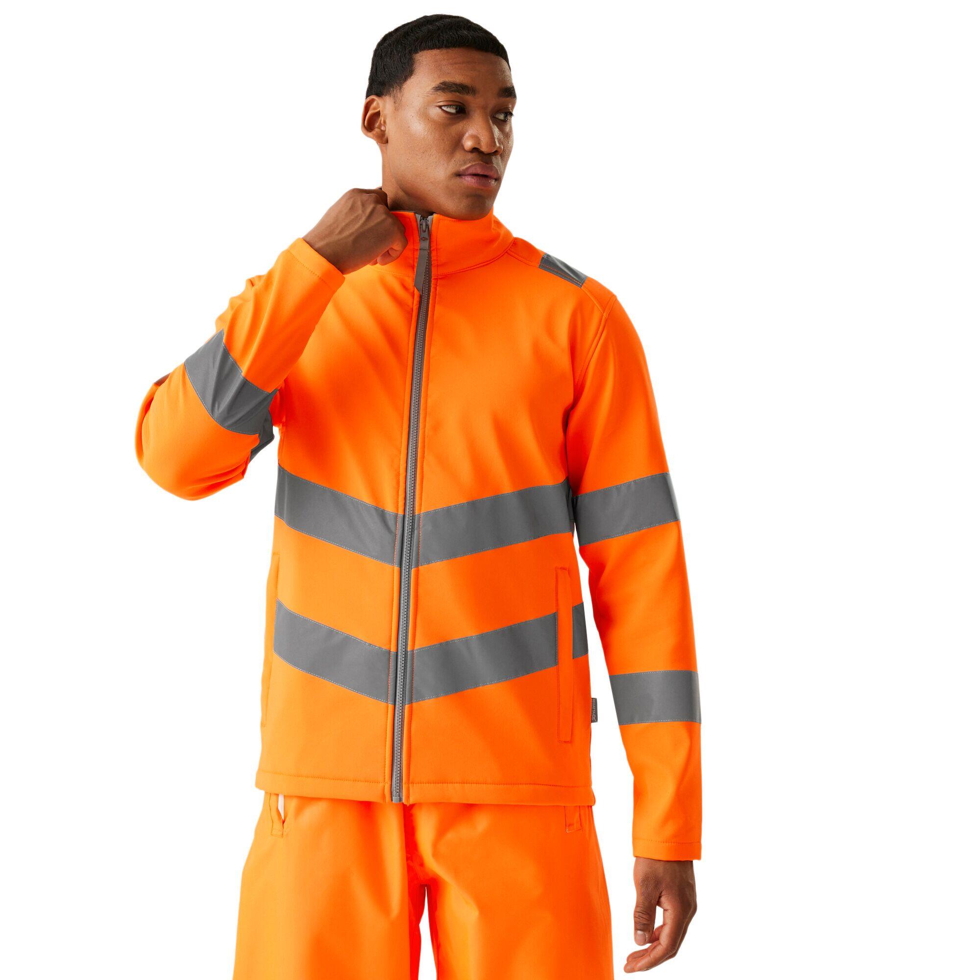 Mens 2 Layer HiVis Soft Shell Jacket (Orange) REGATTA | Decathlon