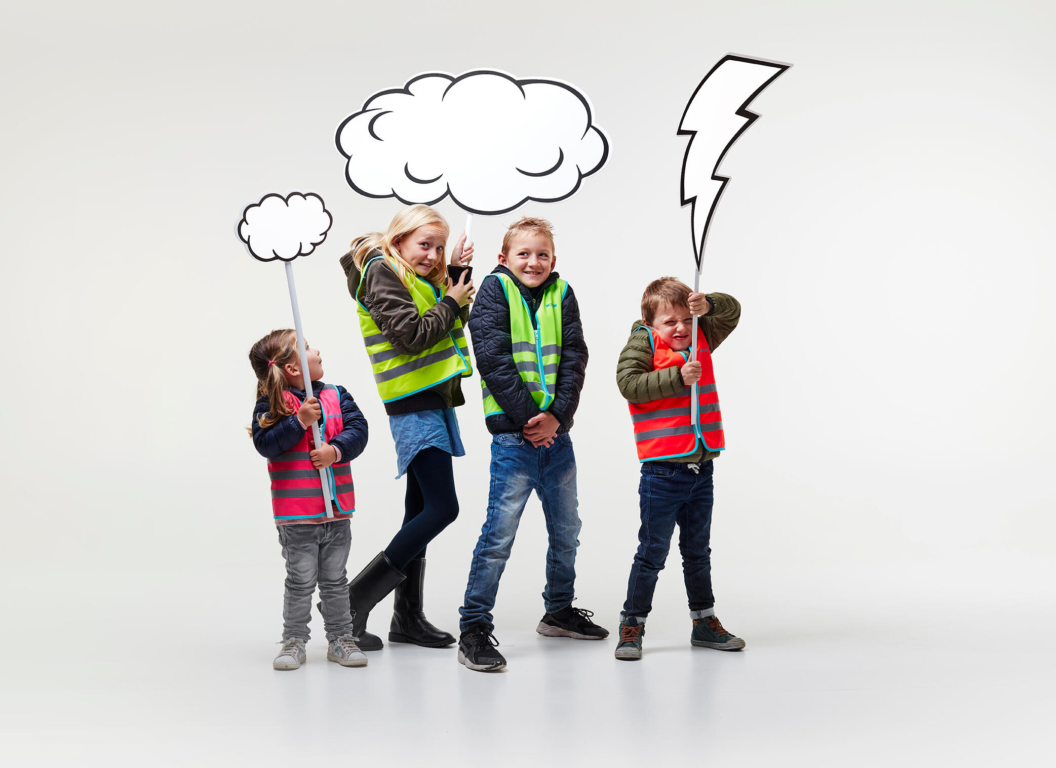 Wowow Sicherheitsweste Fun Jacket für Kinder gelb mit Refl Streifen L ...