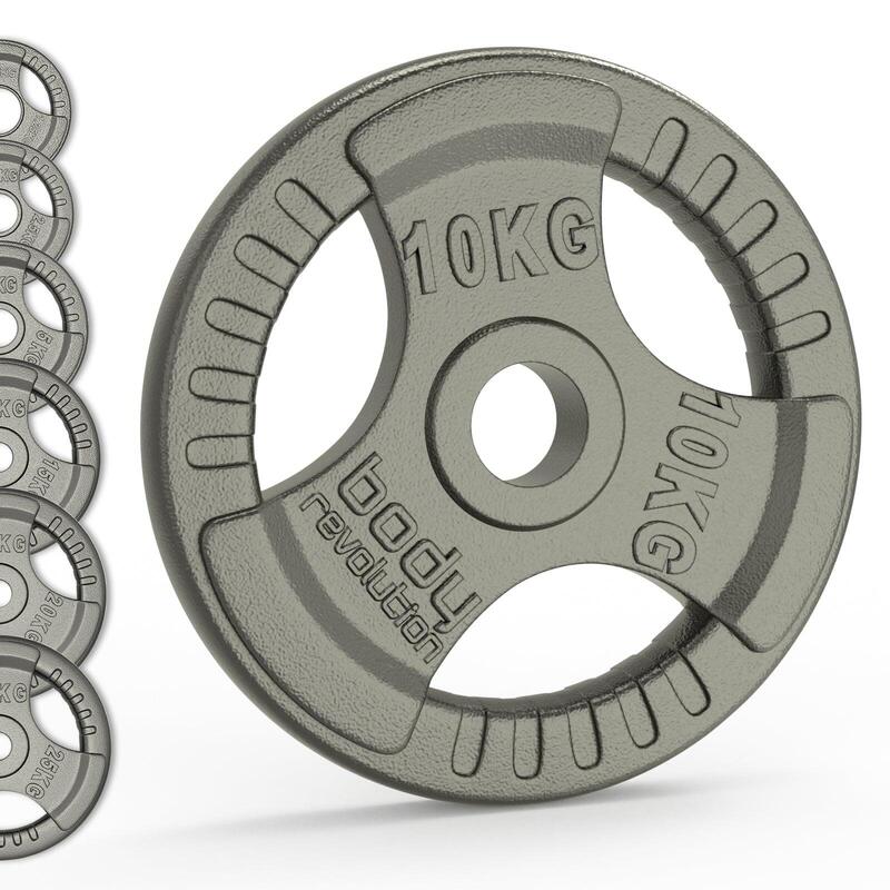 Paires de disques de poids olympiques en fonte Tri Grip, 2 x 5 kg BODY ...