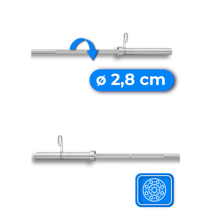 Gryf olimpijski prosty 220cm stalowy 50mm Thunder THUNDER | Decathlon