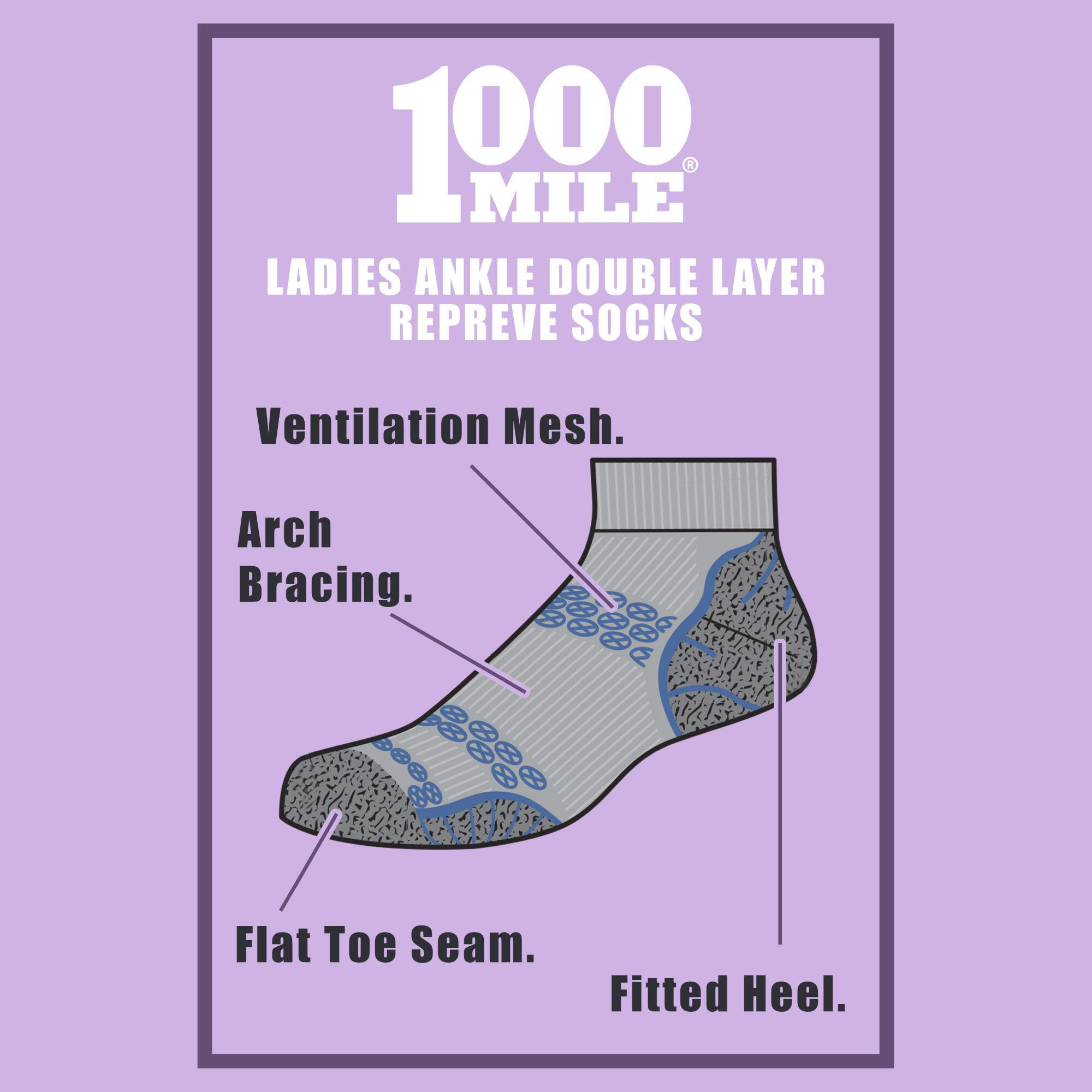 1000 Mile Lite Anklet Repreve Double Layer Sock Silver/Royal Blue 1000 MILE | Decathlon