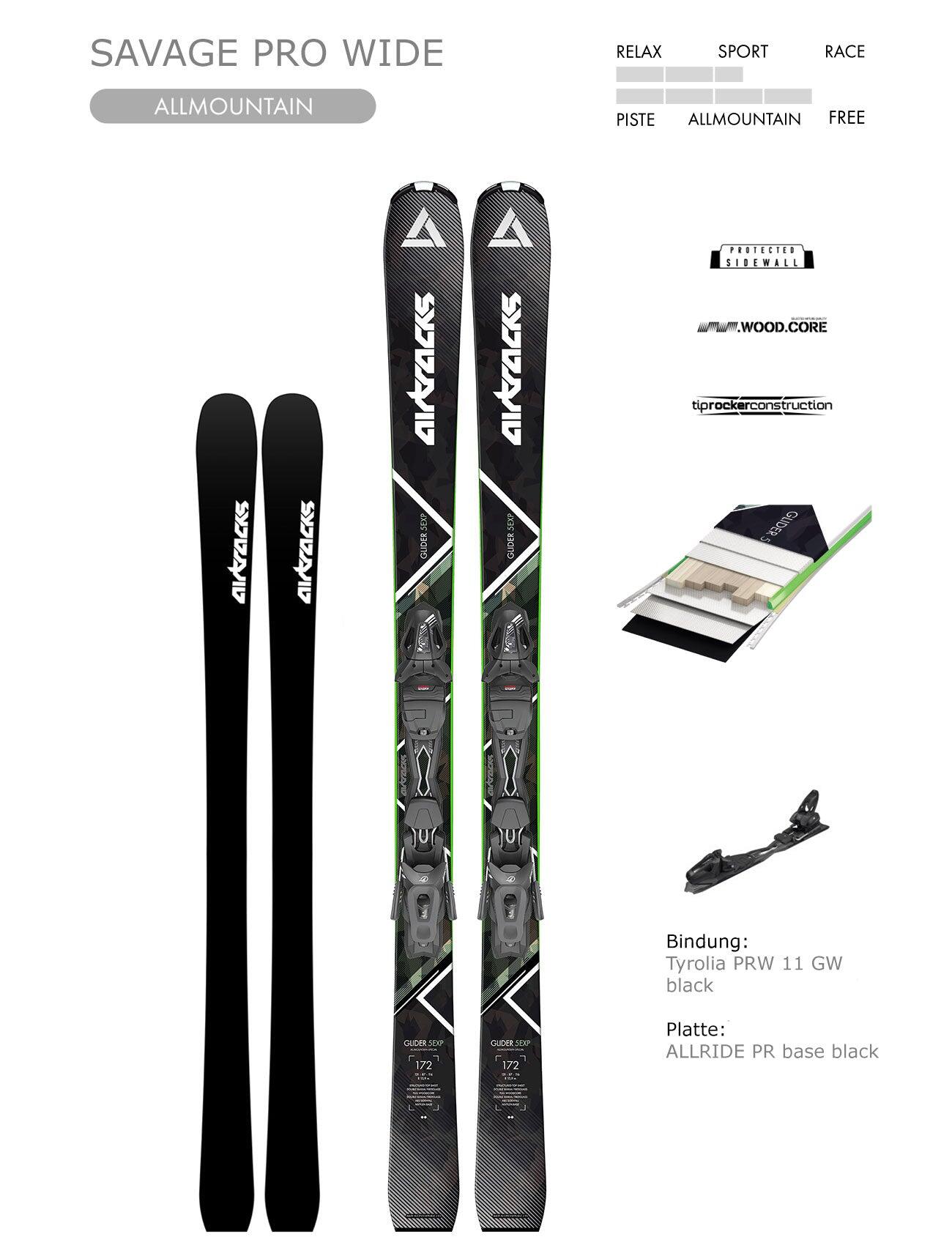 Alpin Ski Allmountain Freeride Savage Pro Rocker Wide + Ski Bindung ...