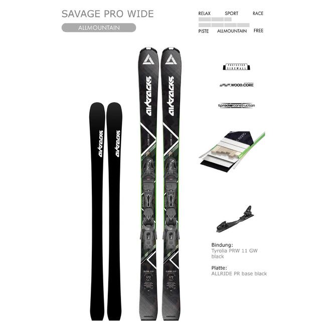 Ski Freeride Allmountain Savage Pro Rocker Wide + Fixations Tyrolia PR 11 GW AIRTRACKS | Decathlon