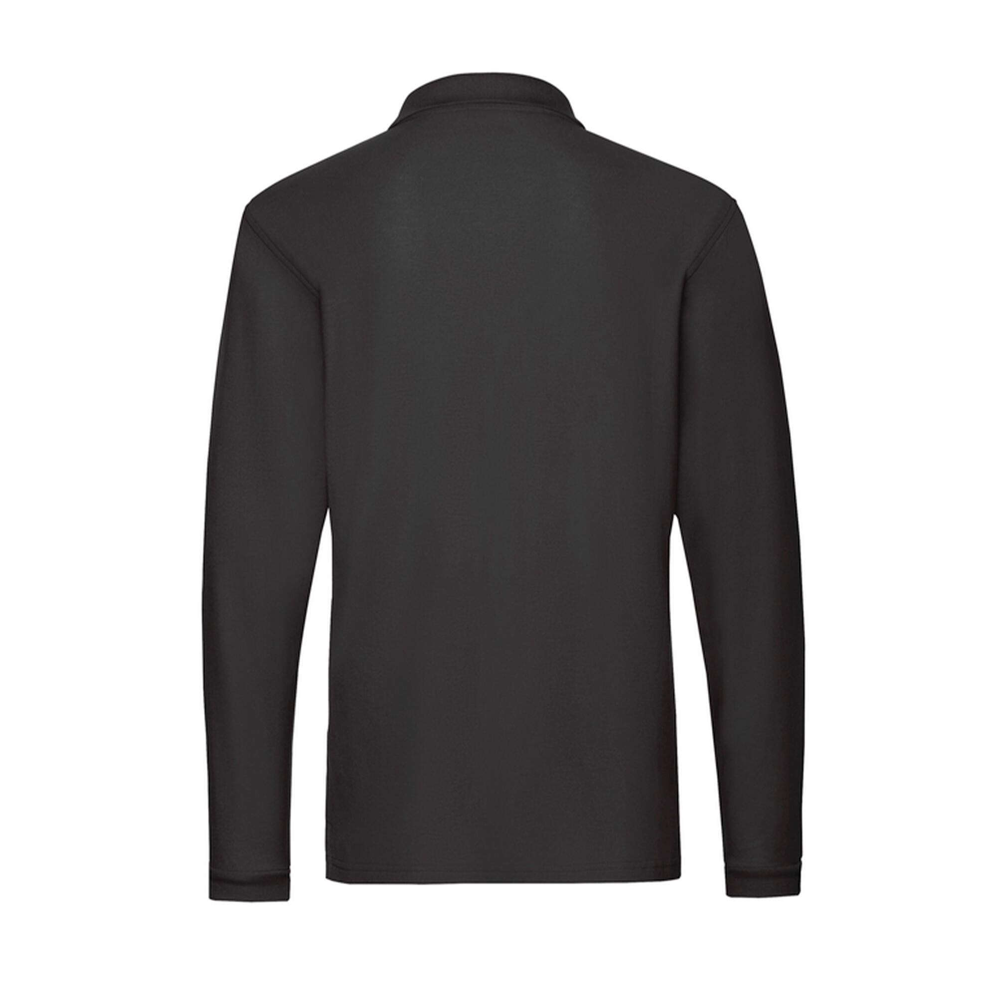 Polo Premium de Manga Larga para Hombre Negro FRUIT OF THE LOOM | Decathlon