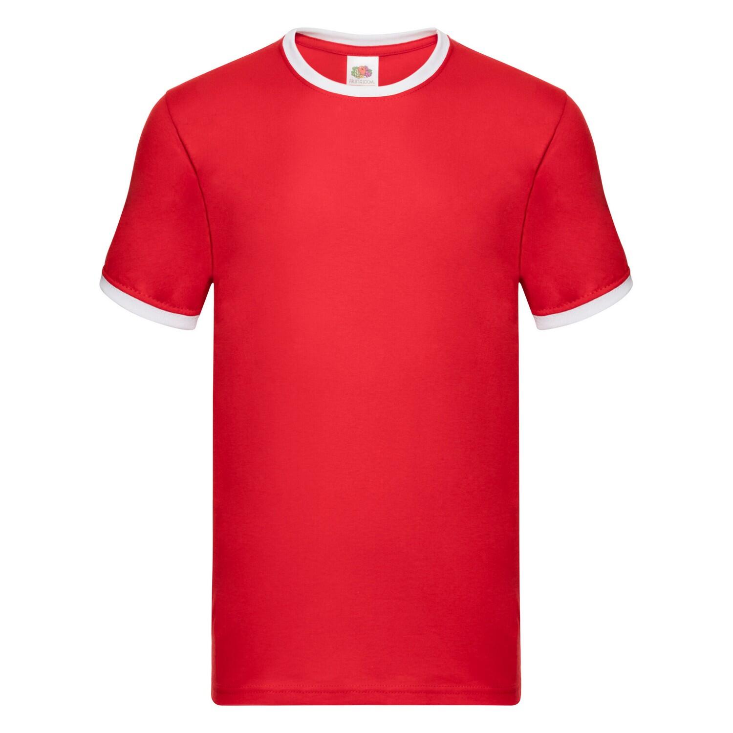 Heren Ringer TShirt (Rood/Wit) FRUIT OF THE LOOM | Decathlon