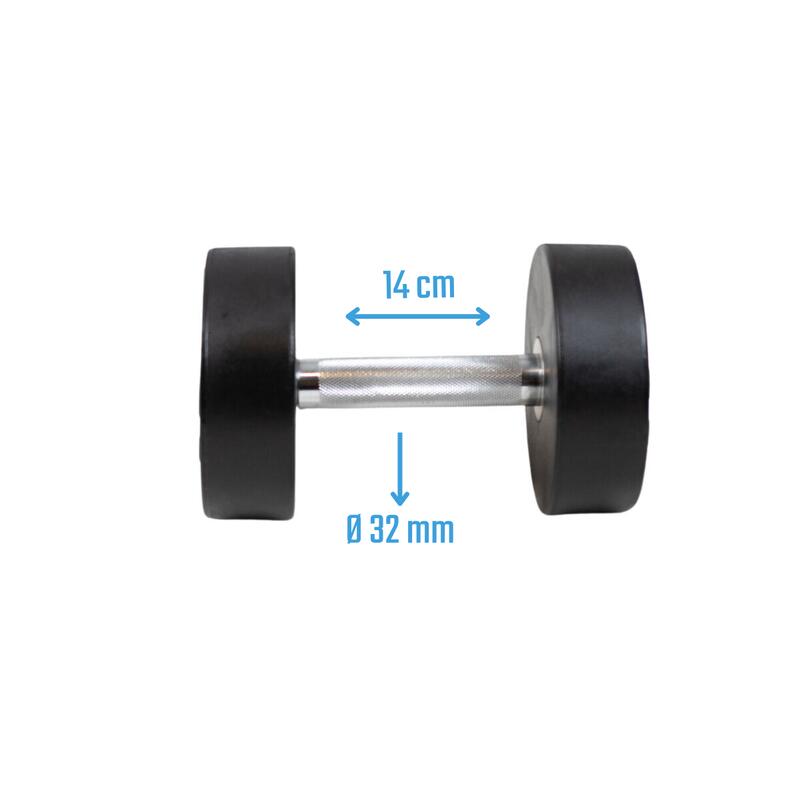 Haltère rond - Caoutchouc - Par pièce - 12 kg MUSCLE POWER | Decathlon