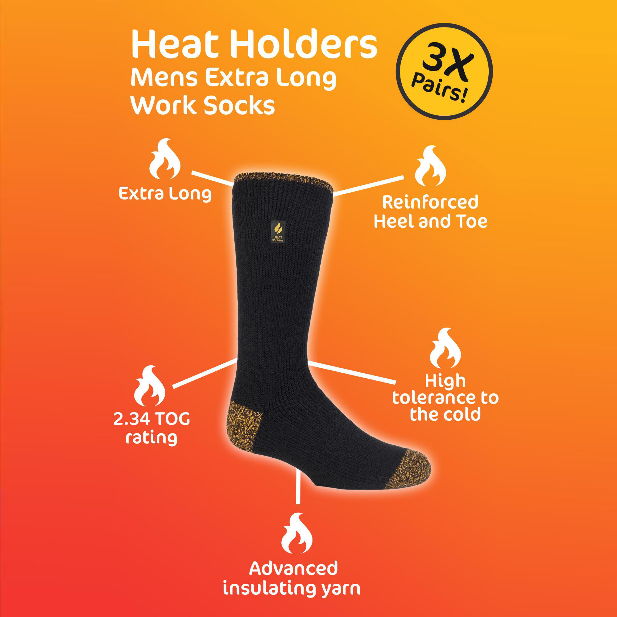 3 Pack Mens Heavy Duty Knee High Work Socks, Long Thermal Boot Socks ...