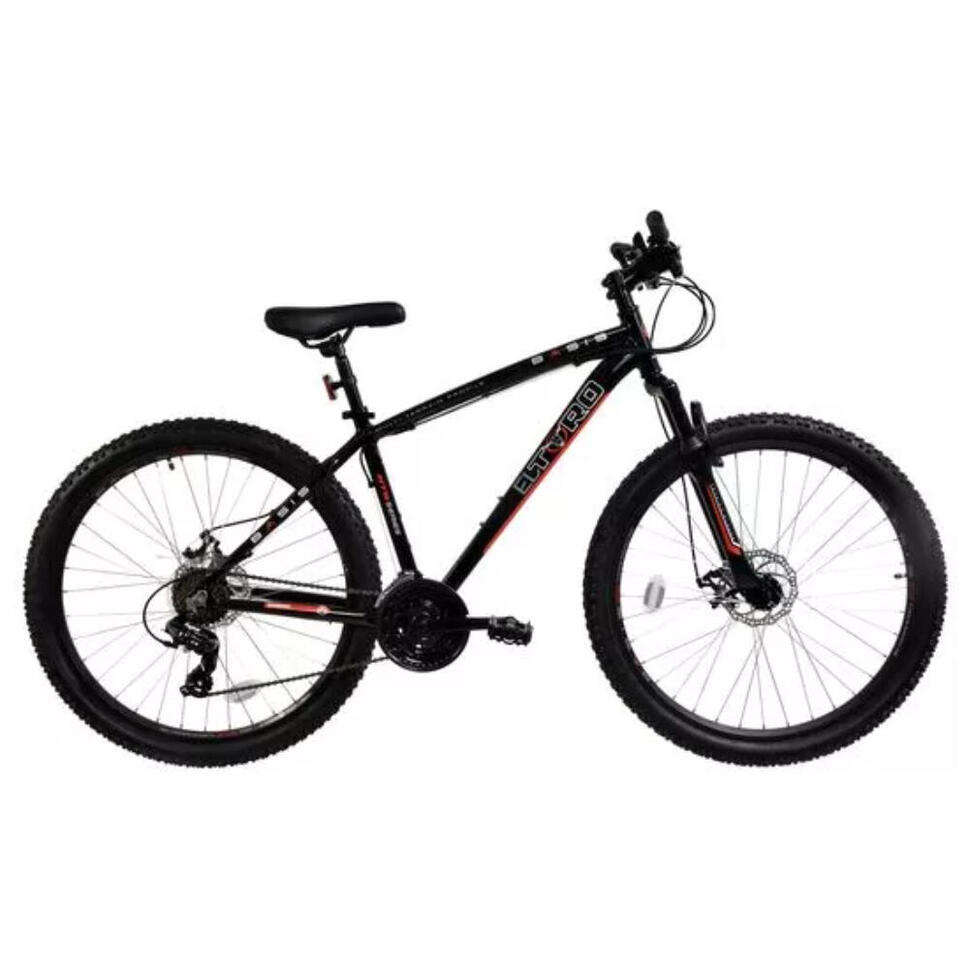 Basis El Toro Mens Hardtail Mountain Bike, 27.5In Wheel, 15in Frame - Black/Red | Decathlon