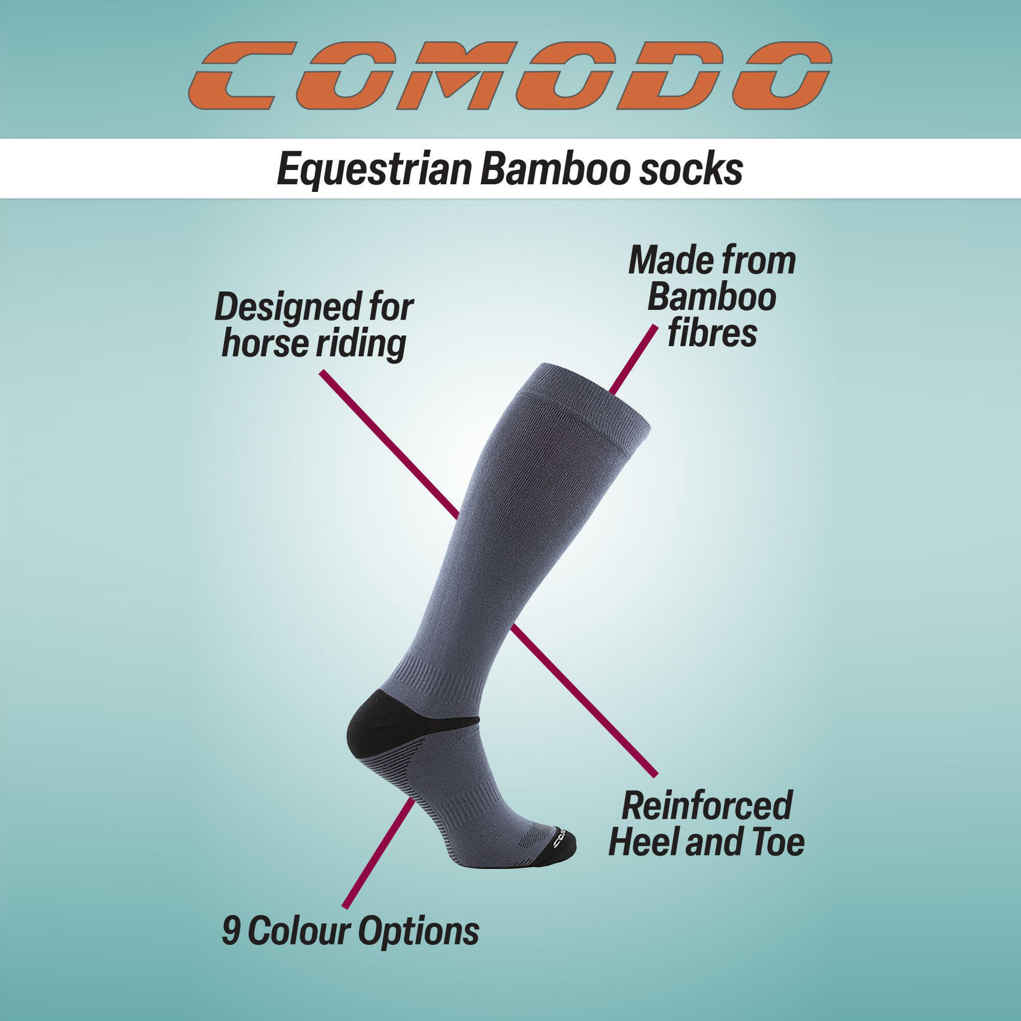 Knee High Bamboo Unisex Equestrian Socks for Long Boot Horse Riding ...