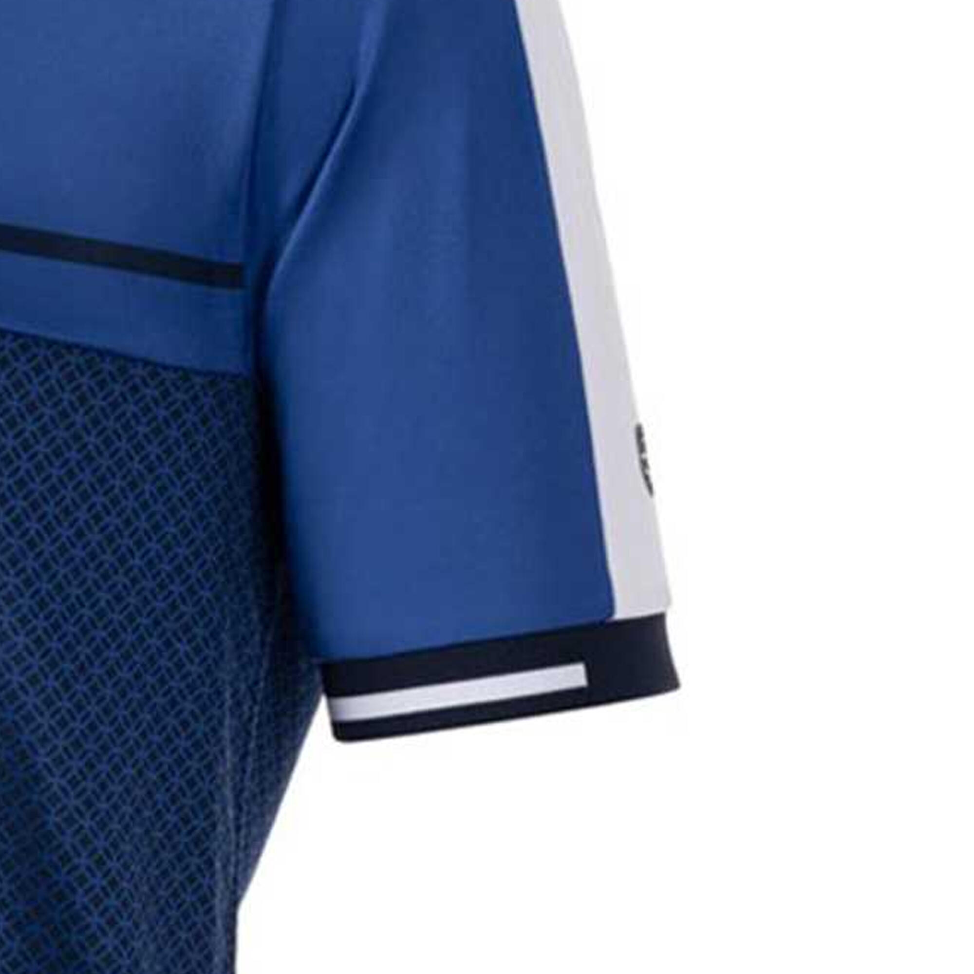 Mens Geometric UV Protection Golf Polo Shirt (Navy/Royal Blue) ISLAND ...