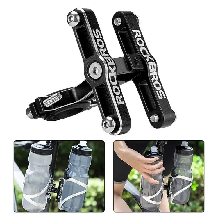 ROCKBROS - Adaptor suport bidon biciclete dublu, rotire 360°, negru ...