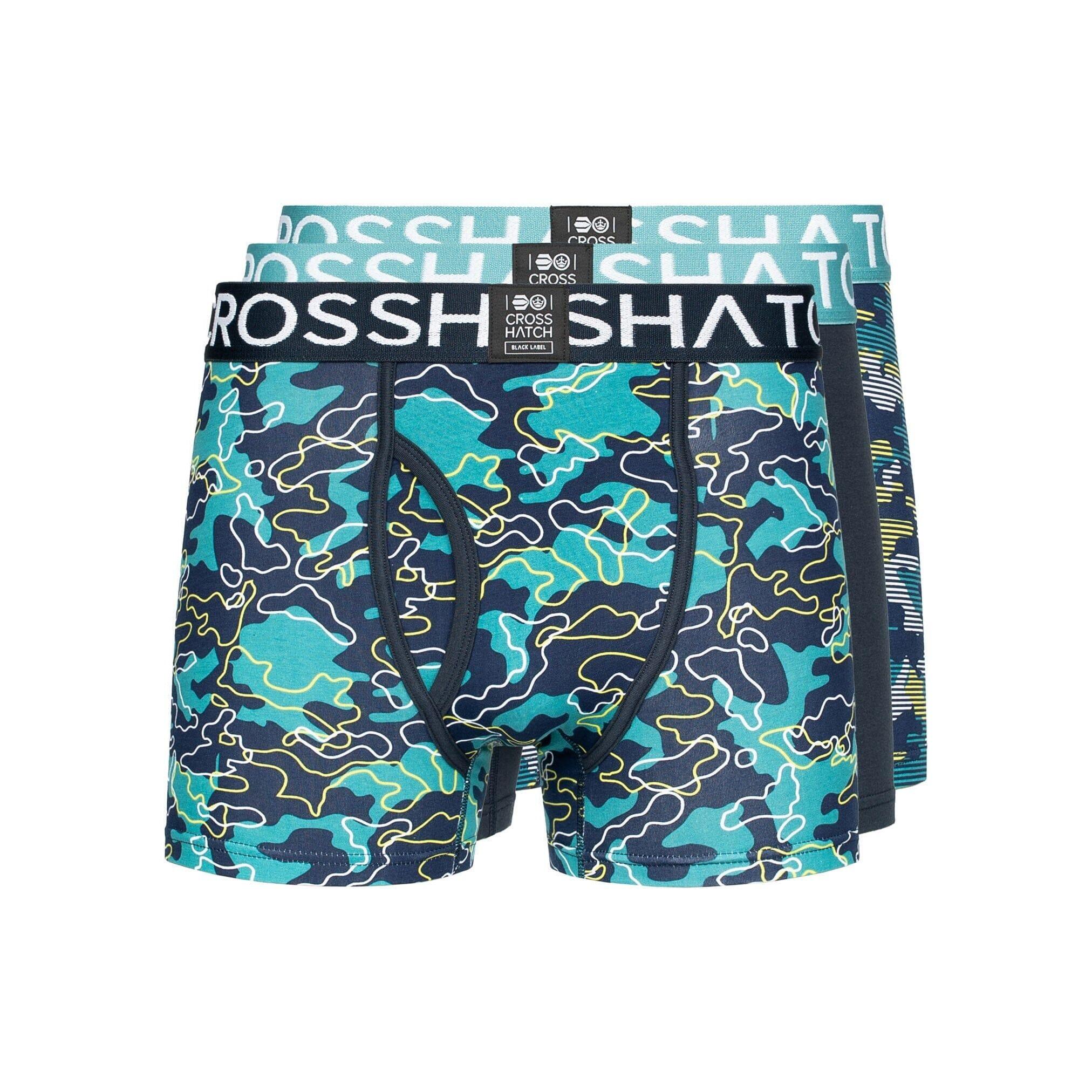 Mens Linamo MVE Open Fly Boxer Shorts (Pack of 3) (Teal) CROSSHATCH ...