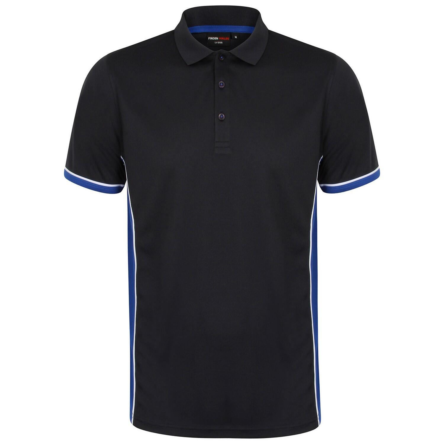 Mens Contrast Panel Polo Shirt (Navy/Royal Blue) FINDEN AND HALES ...