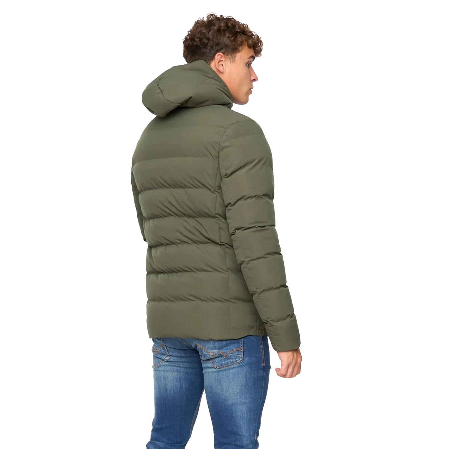 Mens Kampleys Embossed Padded Jacket (Olive) CROSSHATCH | Decathlon