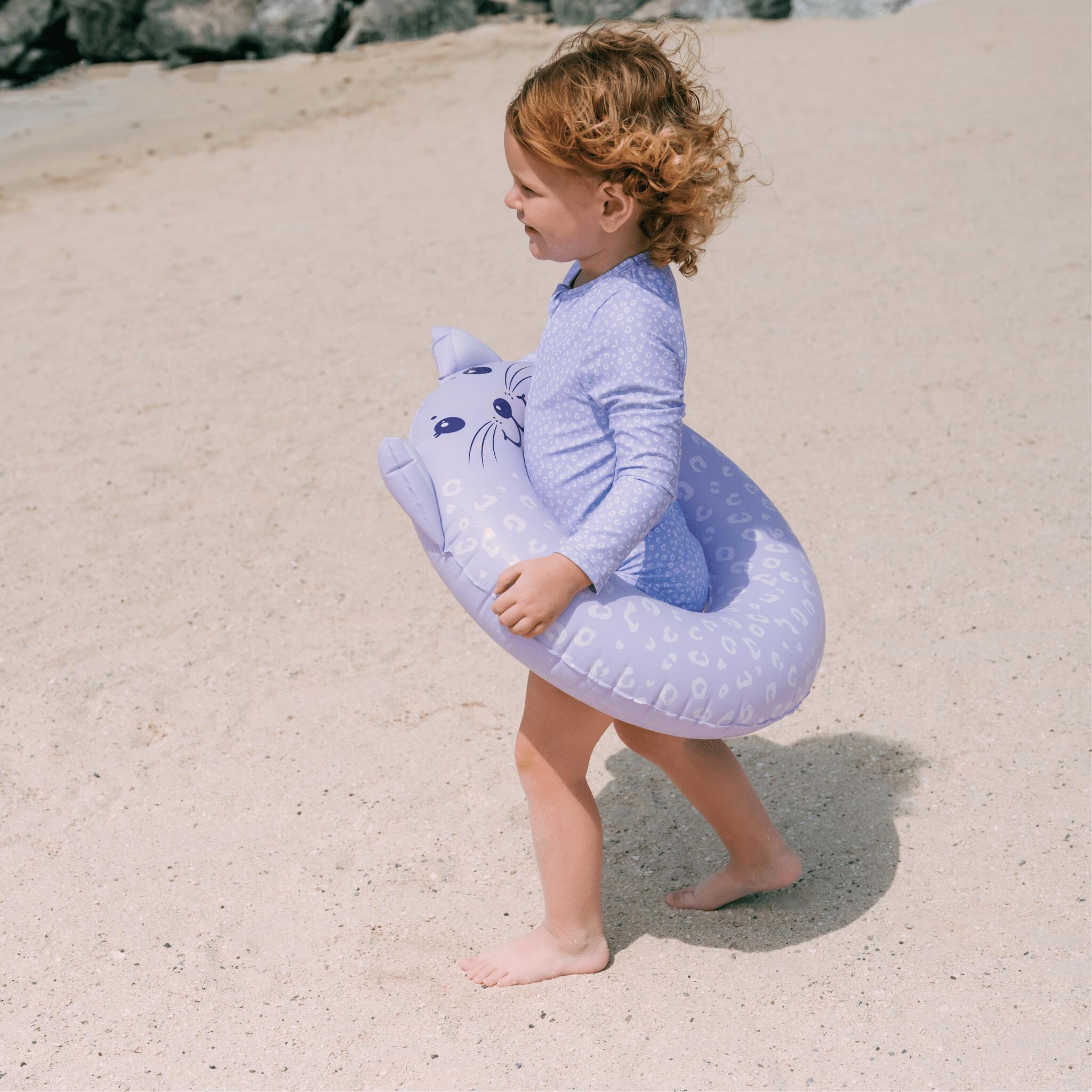 Swim Essentials Lila Leopard Girls' One-Piece Swimsuit UPF50+ Long ...