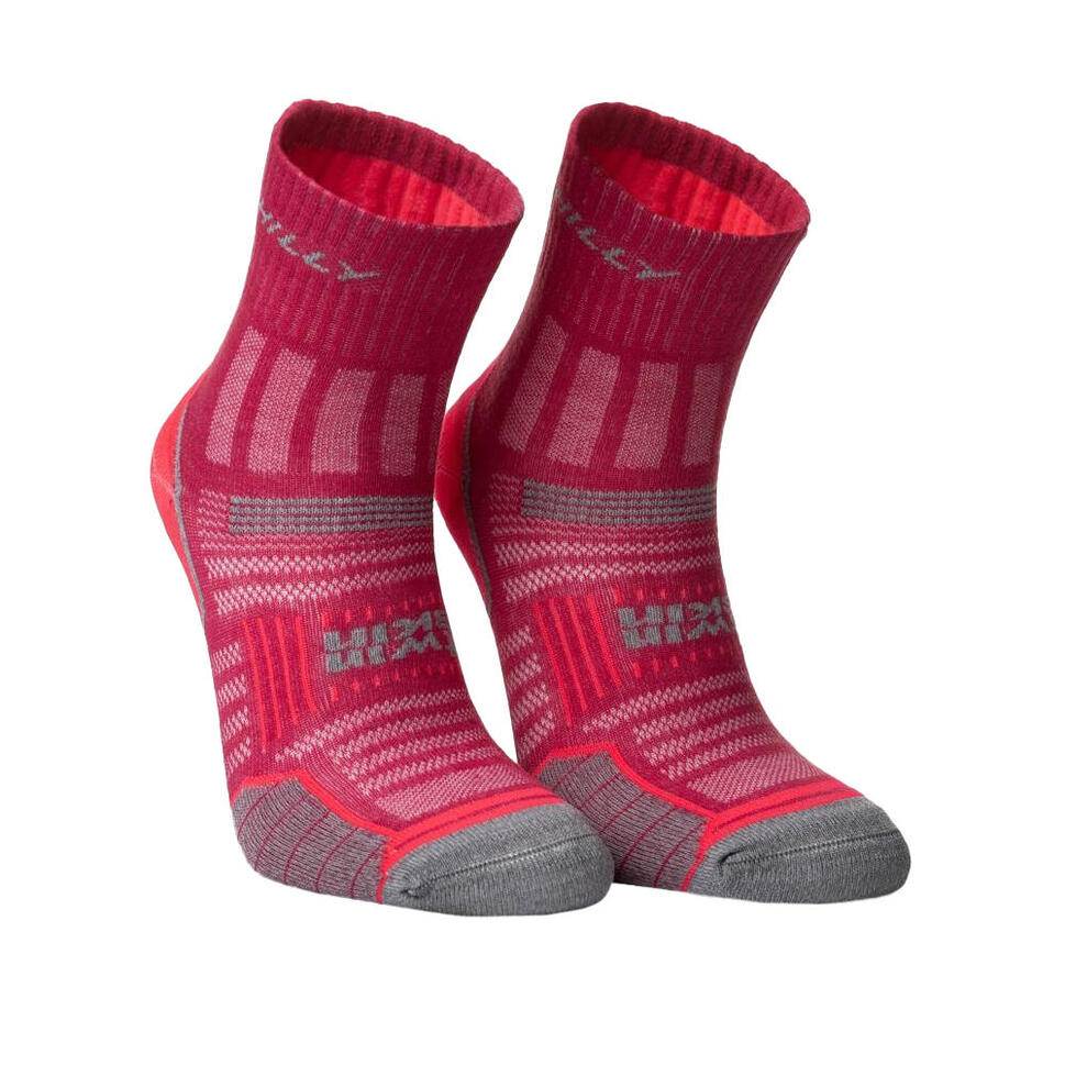Mens Double Layered Ankle Socks (Magenta) HILLY | Decathlon
