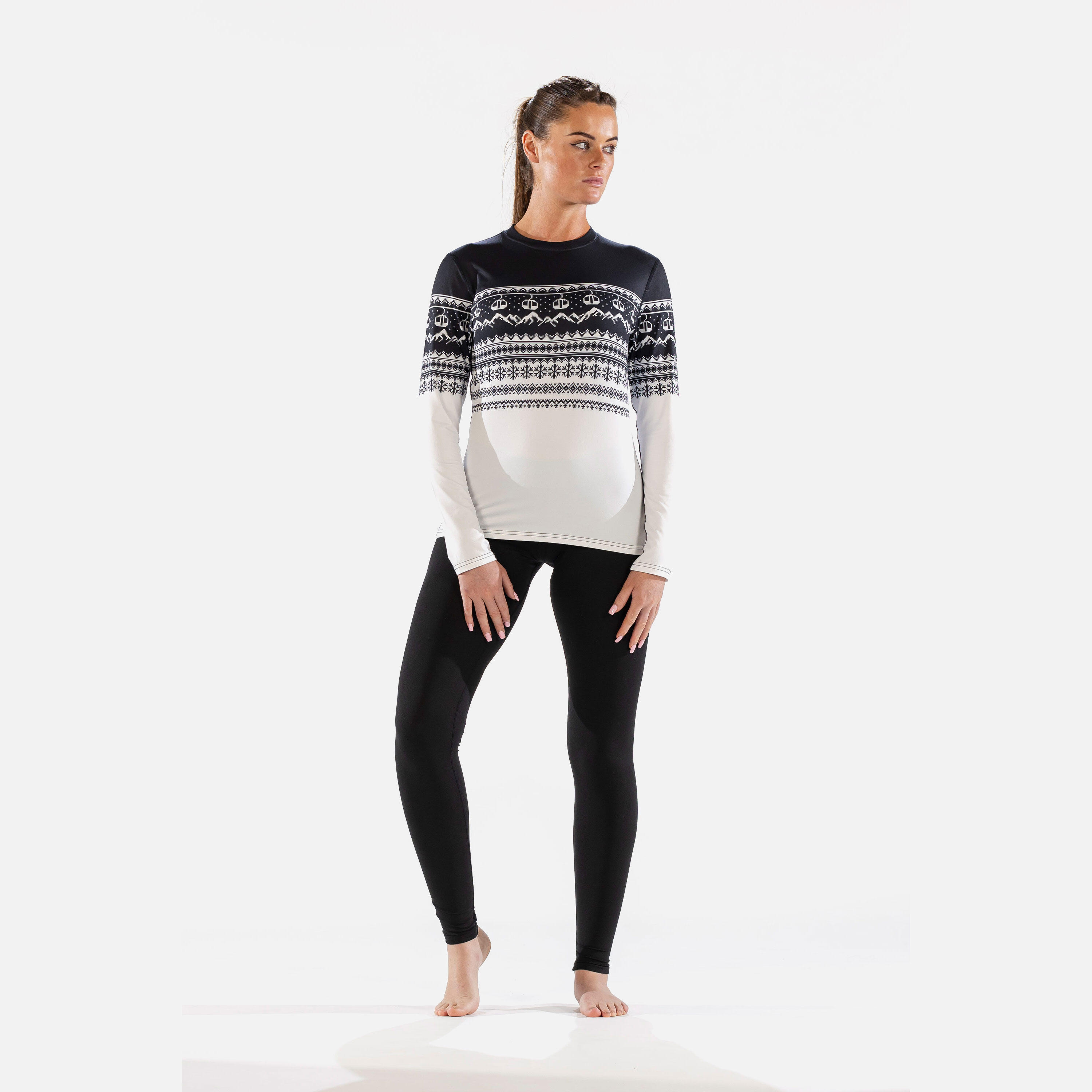 Carbondri Cozy Fairisle Womens Crew Neck Black SURFANIC | Decathlon