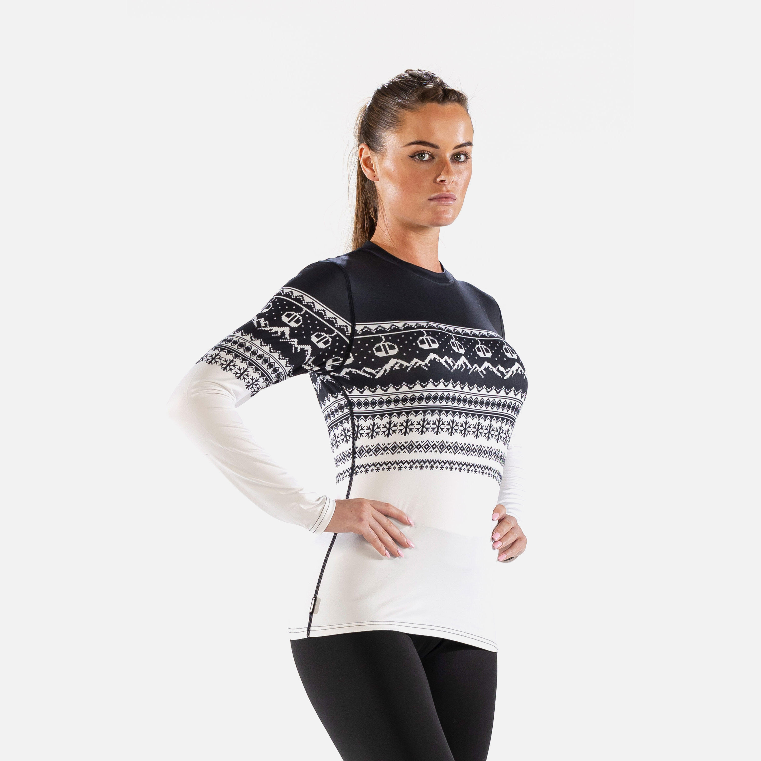 Carbondri Cozy Fairisle Womens Crew Neck Black SURFANIC | Decathlon