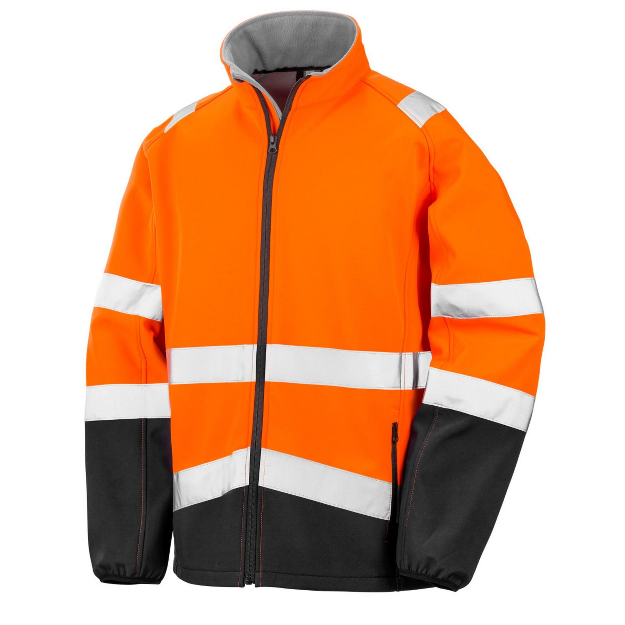 Safeguard Mens Printable Safety Softshell Jacket (Fluorescent Orange/Black) RESULT | Decathlon