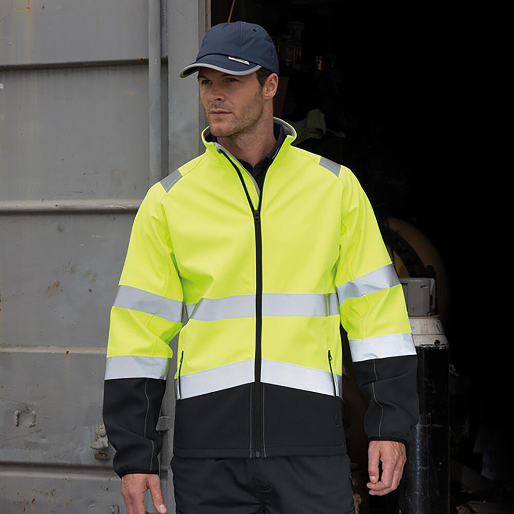 Safeguard Mens Printable Safety Softshell Jacket (Fluorescent Yellow/Black) RESULT | Decathlon
