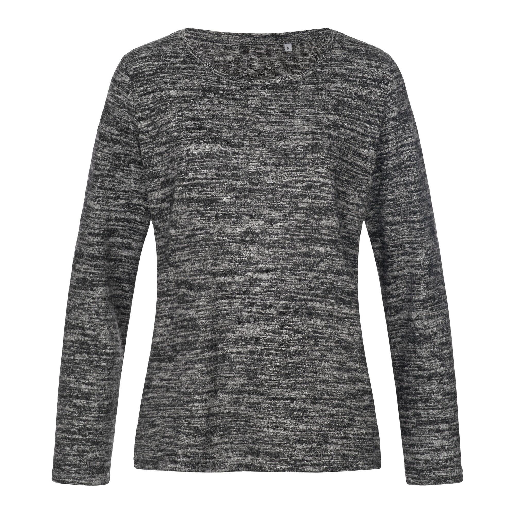 Womens/Ladies Stars Crew Neck Knitted Sweater (Dark Grey Melange ...