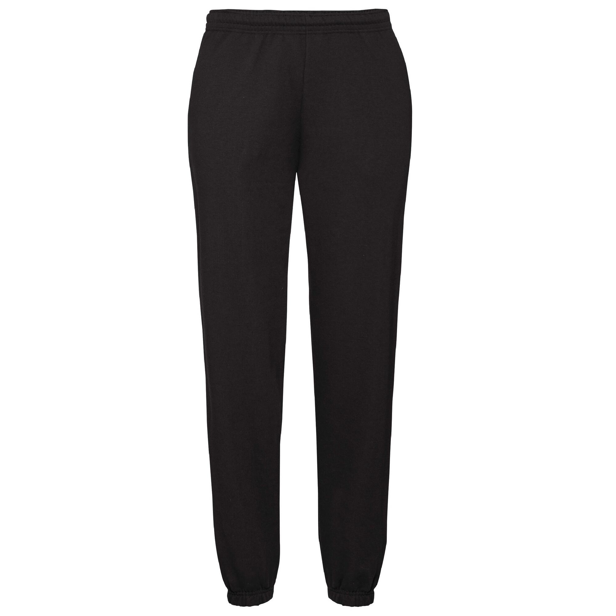 Mens Elasticated Cuff Jog Pants / Jogging Bottoms (Black) FRUIT OF THE LOOM | Decathlon