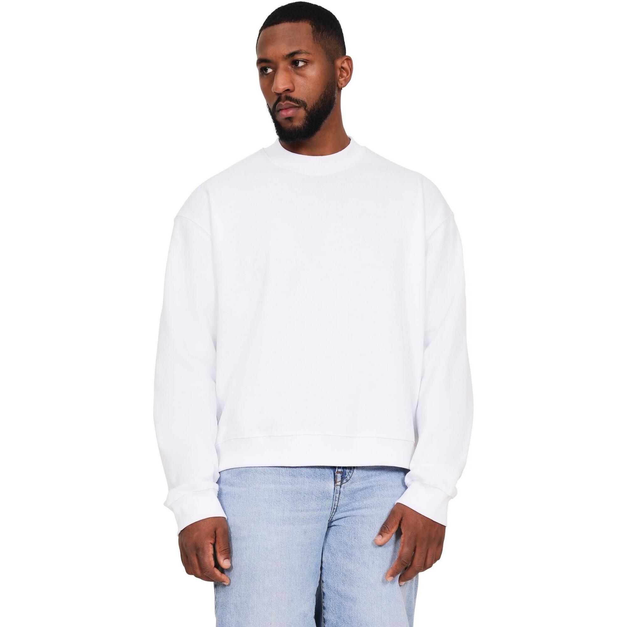 Mens Ringspun Cotton Extended Neckline Oversized Sweatshirt (White ...