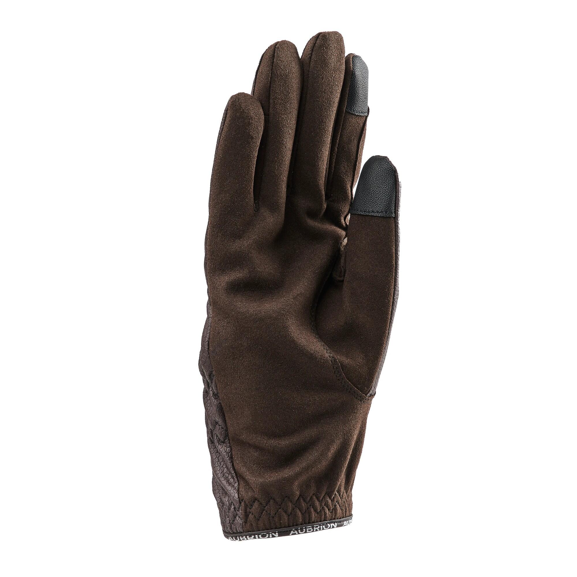 Childrens/Kids Stadium Synthetic Leather Riding Gloves (Brown) AUBRION ...
