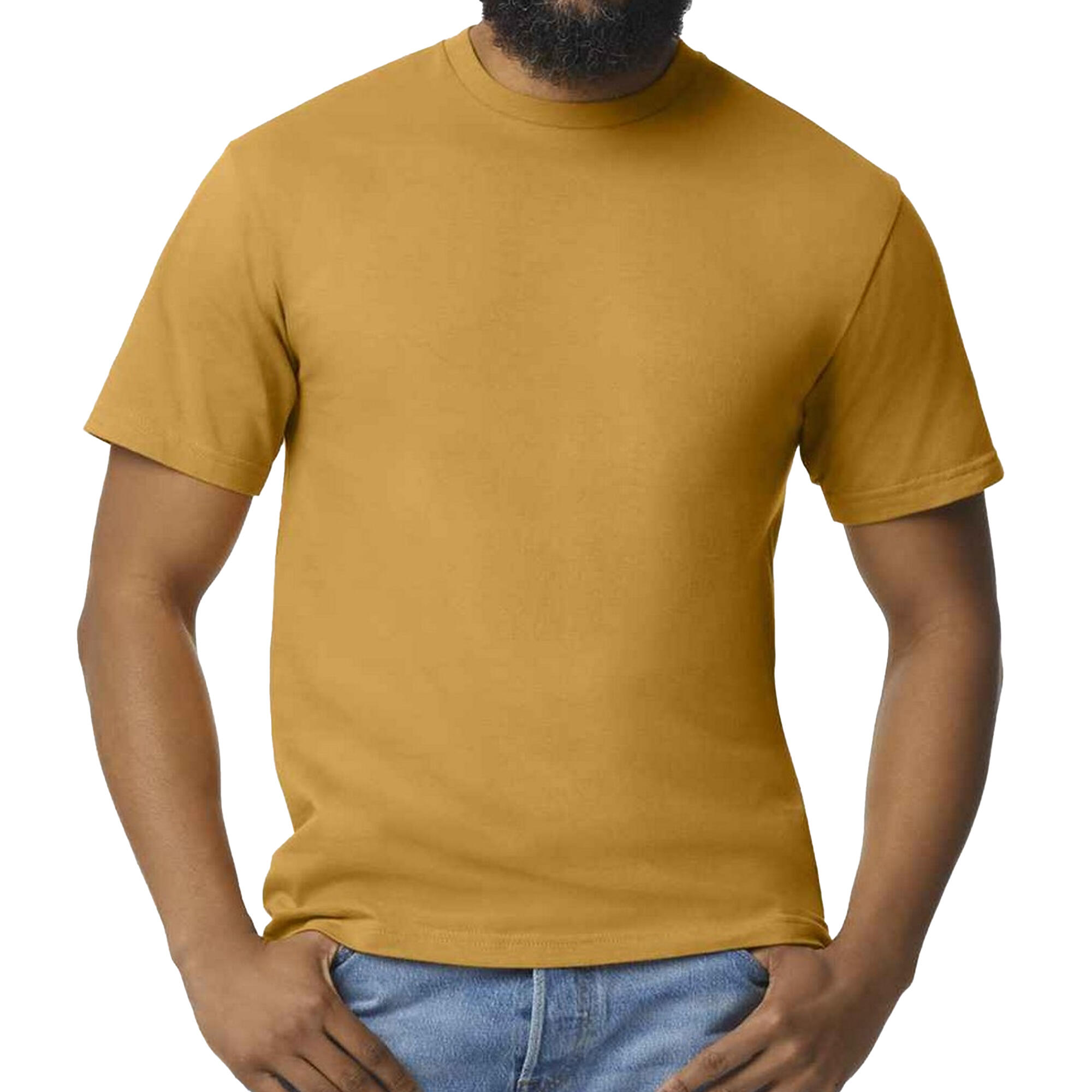Mens Midweight Soft Touch TShirt (Mustard) GILDAN | Decathlon