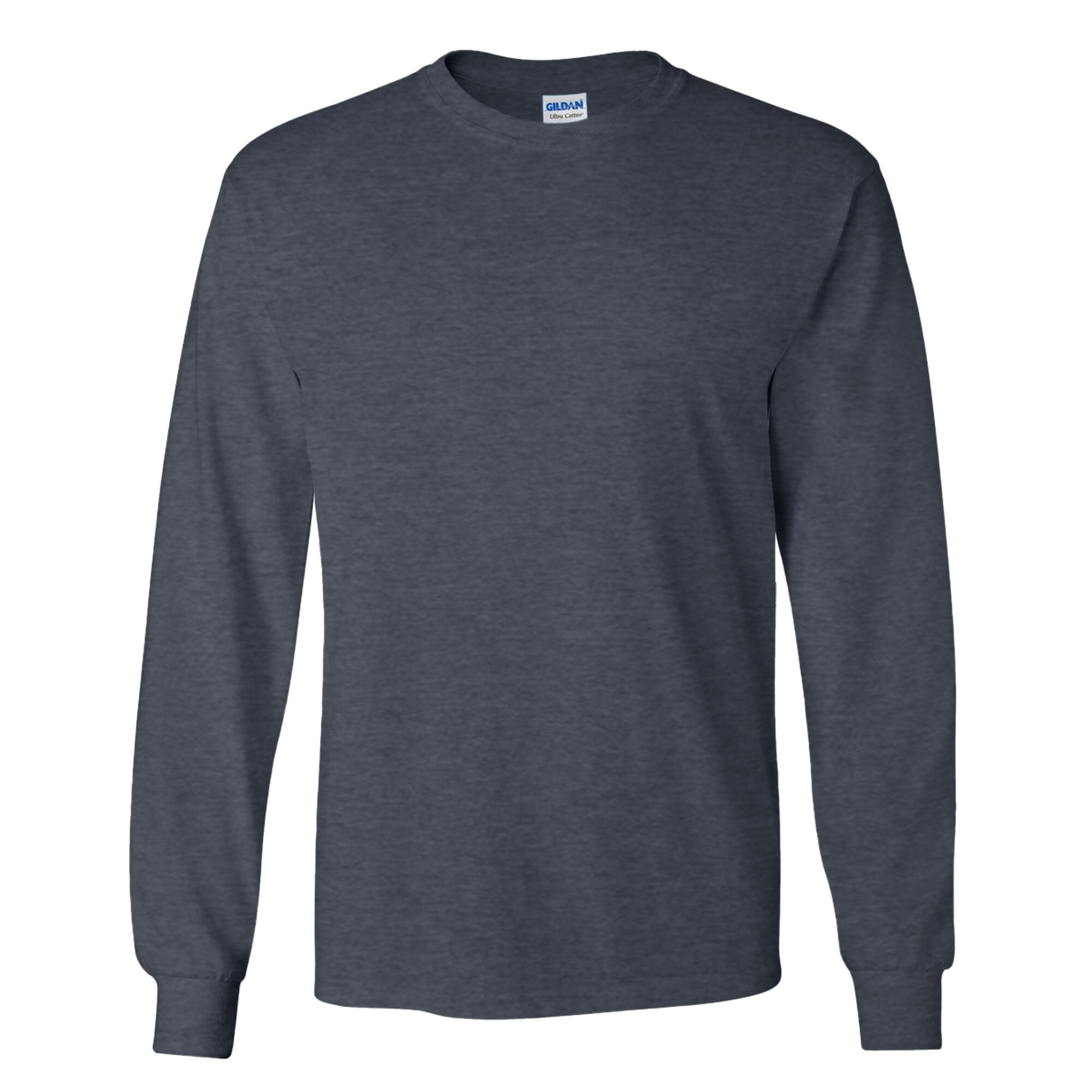 Mens Plain Crew Neck Ultra Cotton Long Sleeve TShirt (Navy Blue ...