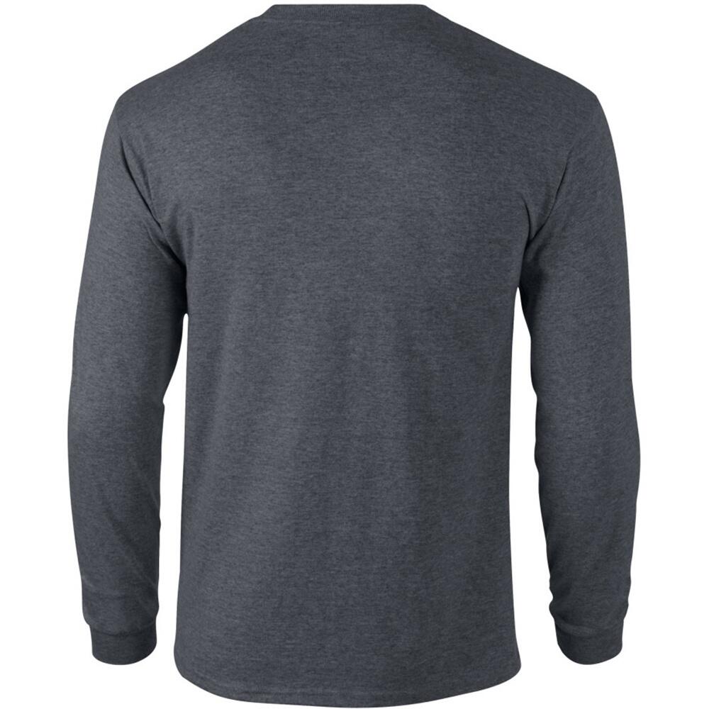 Mens Plain Crew Neck Ultra Cotton Long Sleeve TShirt (Dark Heather ...