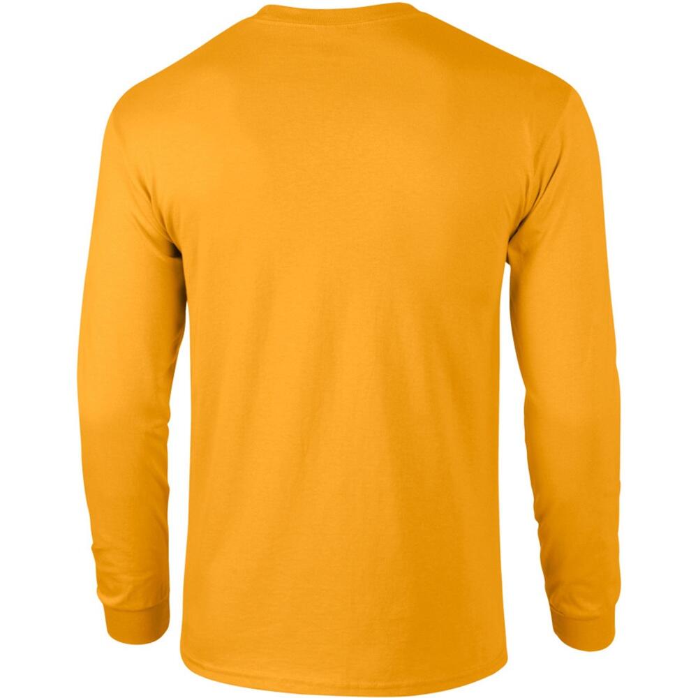 Mens Plain Crew Neck Ultra Cotton Long Sleeve TShirt (Gold) GILDAN | Decathlon