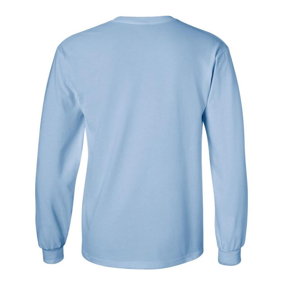 Mens Plain Crew Neck Ultra Cotton Long Sleeve TShirt (Light Blue ...