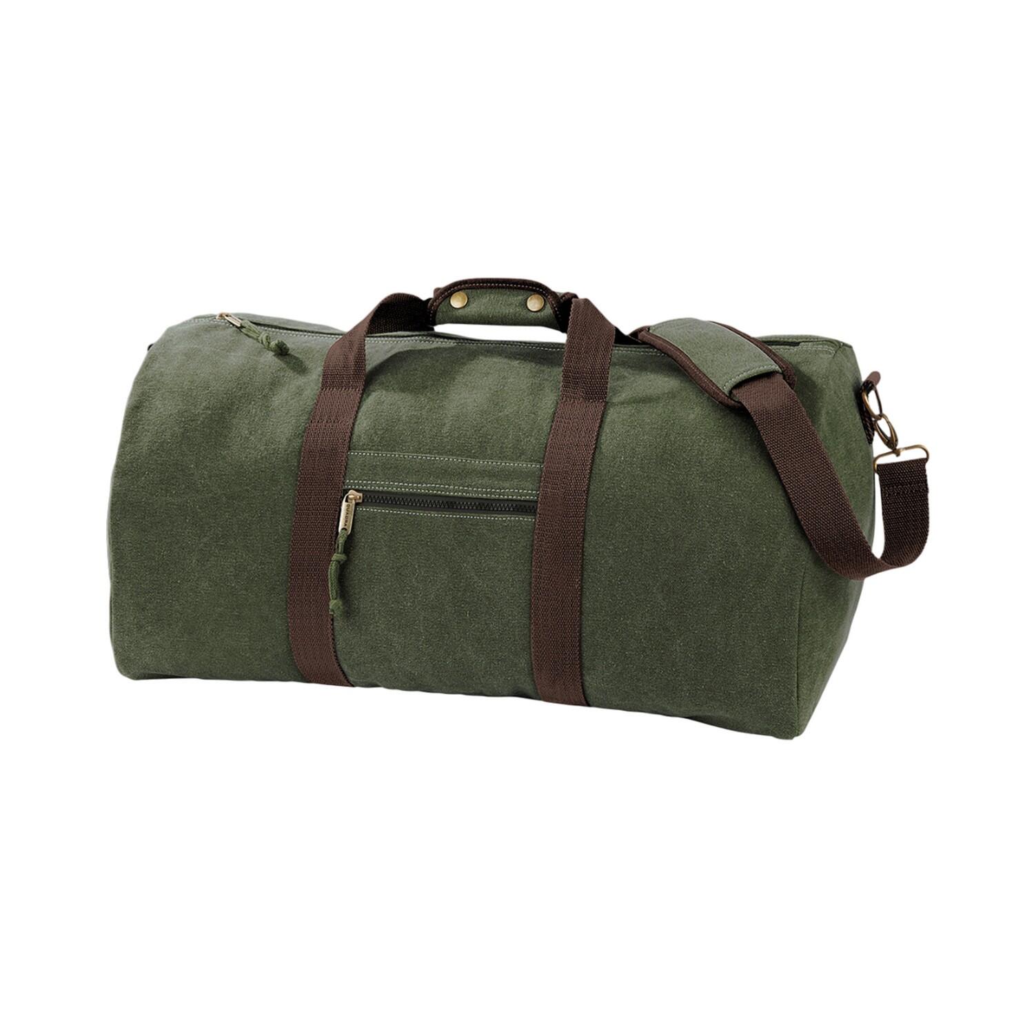 Vintage Canvas Duffle Bag (Vintage Military Green) QUADRA | Decathlon