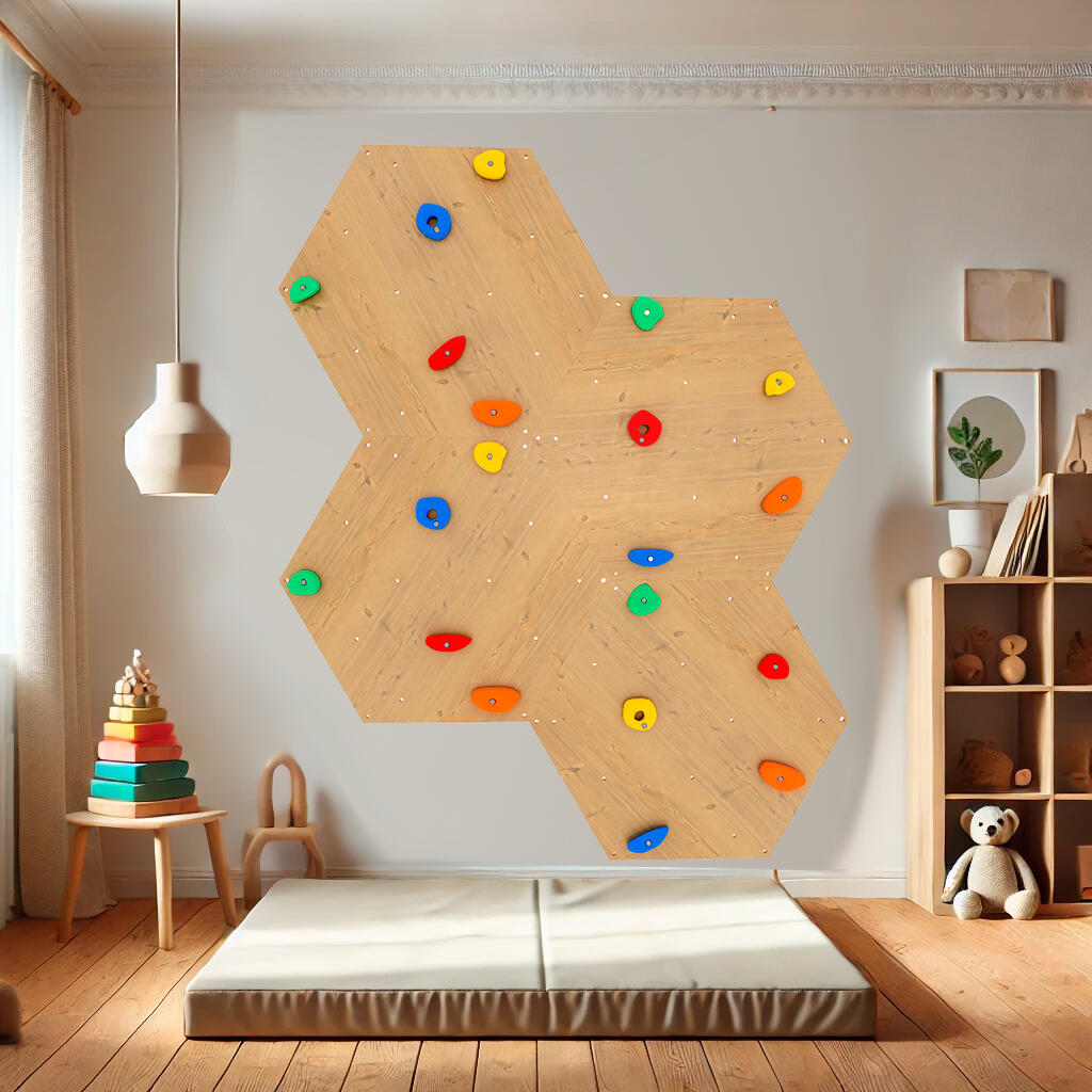 Kletterwand Würfel 1 Holz - Farbige Griffe | Decathlon