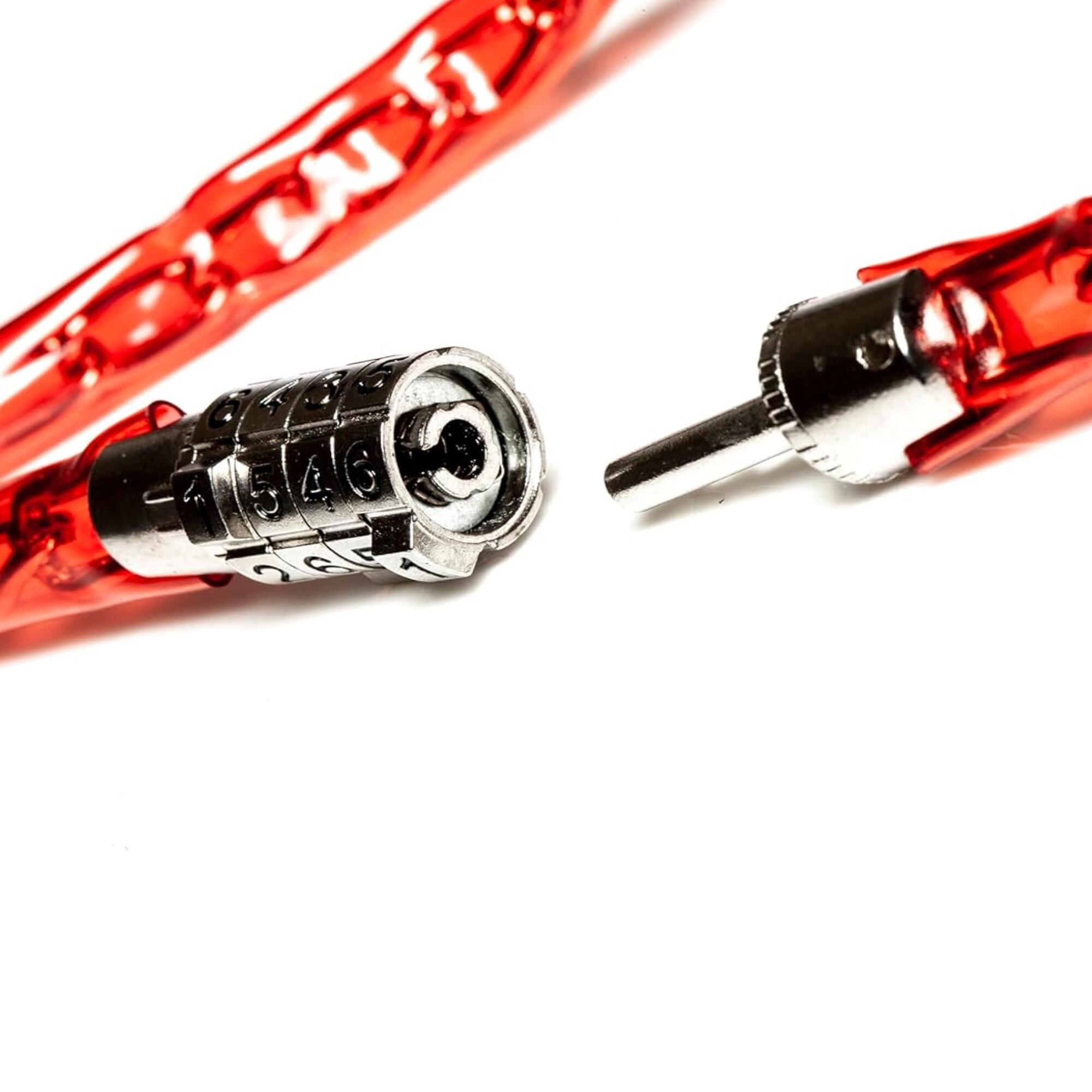 M-Wave Steel Combination Chain Bike Lock Red | Decathlon