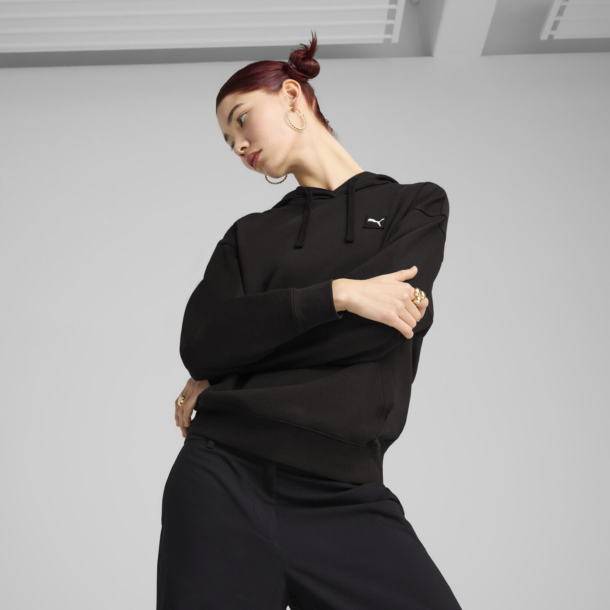ESS ELEVATED Bequemer Hoodie Damen PUMA Black PUMA | Decathlon