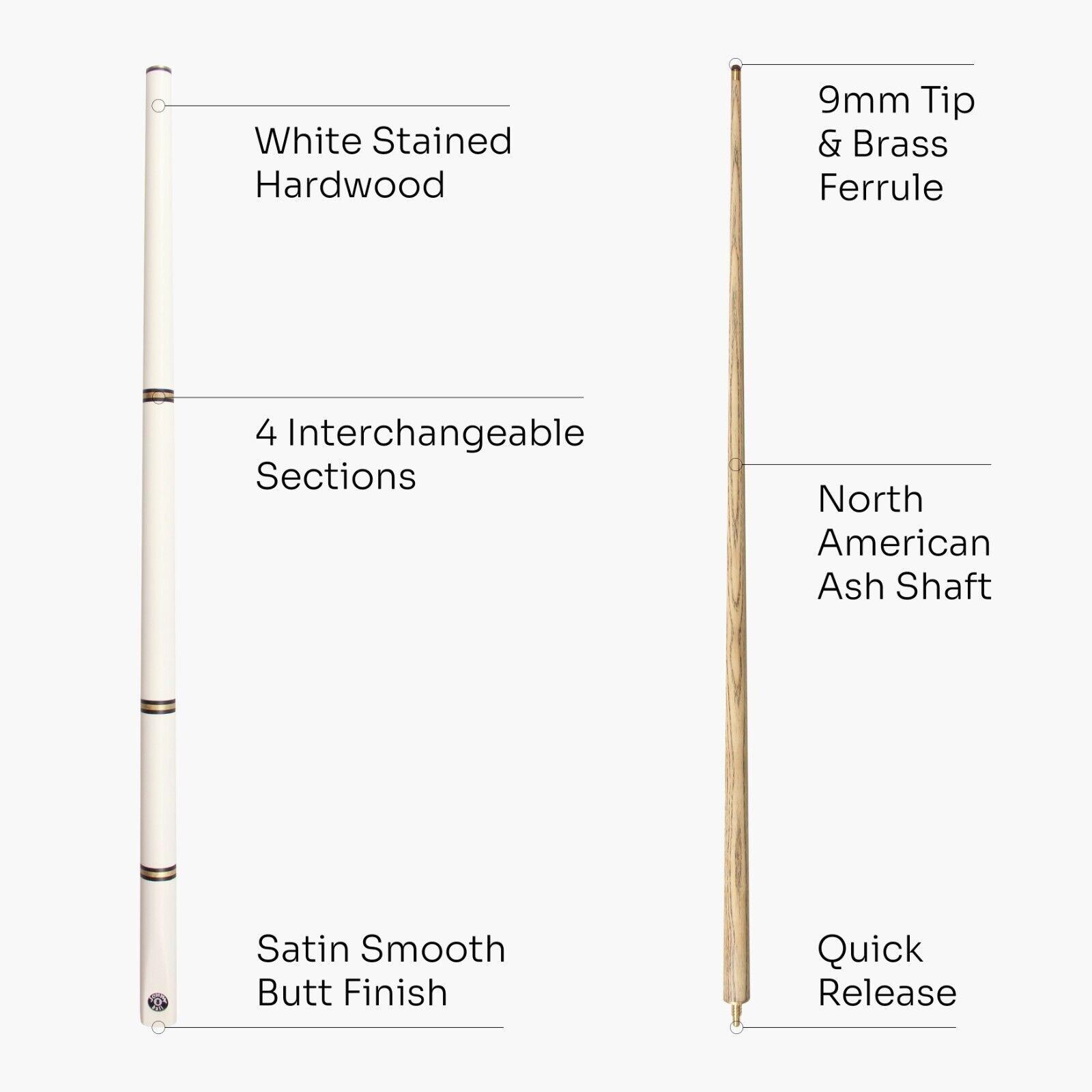 Jonny 8 Ball WHITE COMBI Adjustable 5pc Ash Pool Snooker Cue – 9mm Tip ...