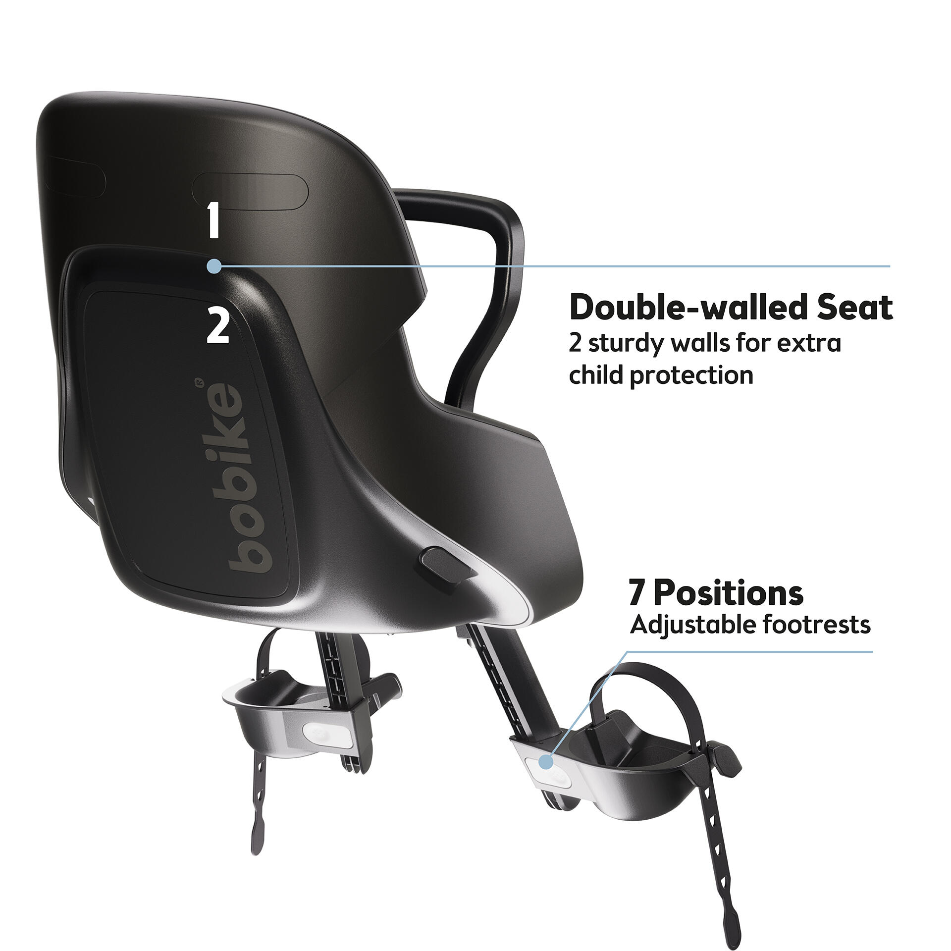 Siège Jeune Enfant Vélo Frontale Exclusive Evolve Noir urbain BOBIKE ...