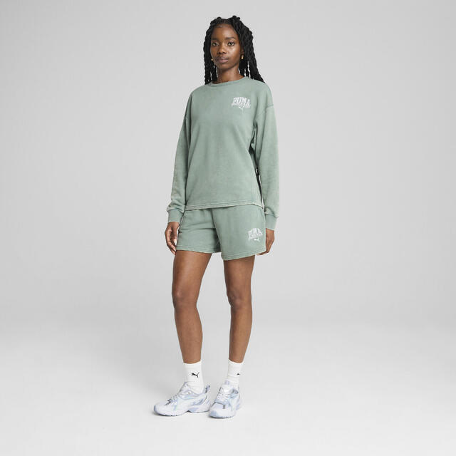 Sweat ras du cou confort délavé PUMA CLASS Femme PUMA Green Moon ...