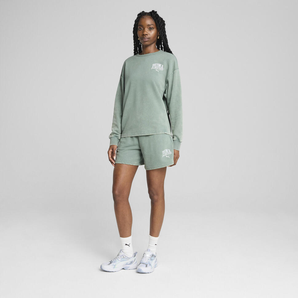 Sweat ras du cou confort délavé PUMA CLASS Femme PUMA Green Moon ...