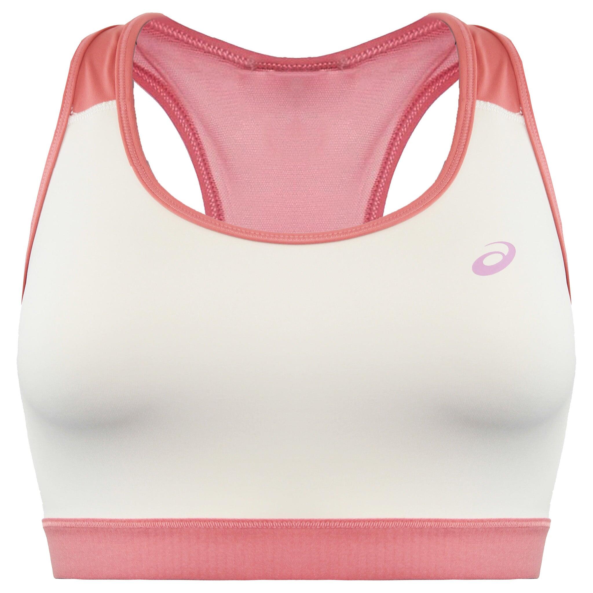 Asics Colour Block III Womens White/Pink Sports Bra | Decathlon