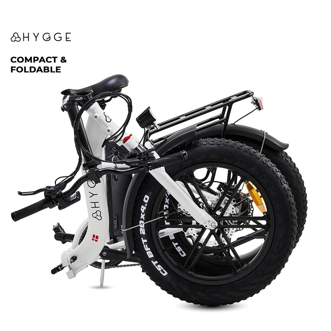 Hygge Vester Step 2025 Folding Bike - Fat Tyre E-Bike | Heron White HYGGE BIKES | Decathlon